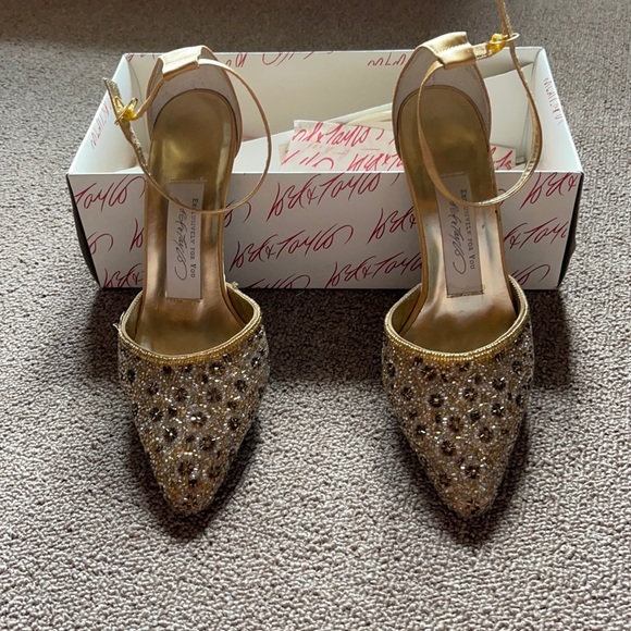 Lord & Taylor | Shoes | Lord Taylor Gold Beaded Strap Heel Shoe | Poshmark